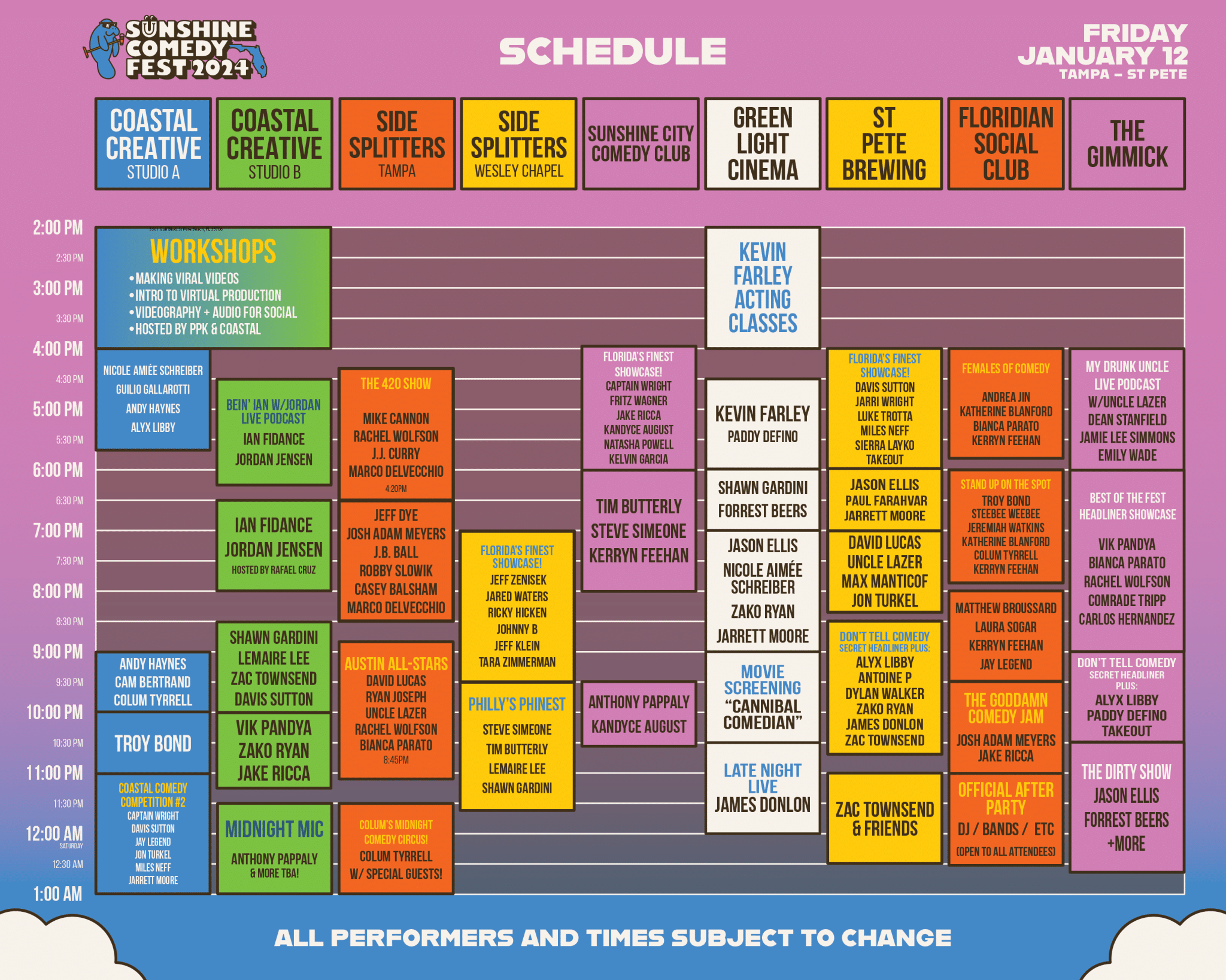Schedule - Sunshine Comedy Fest