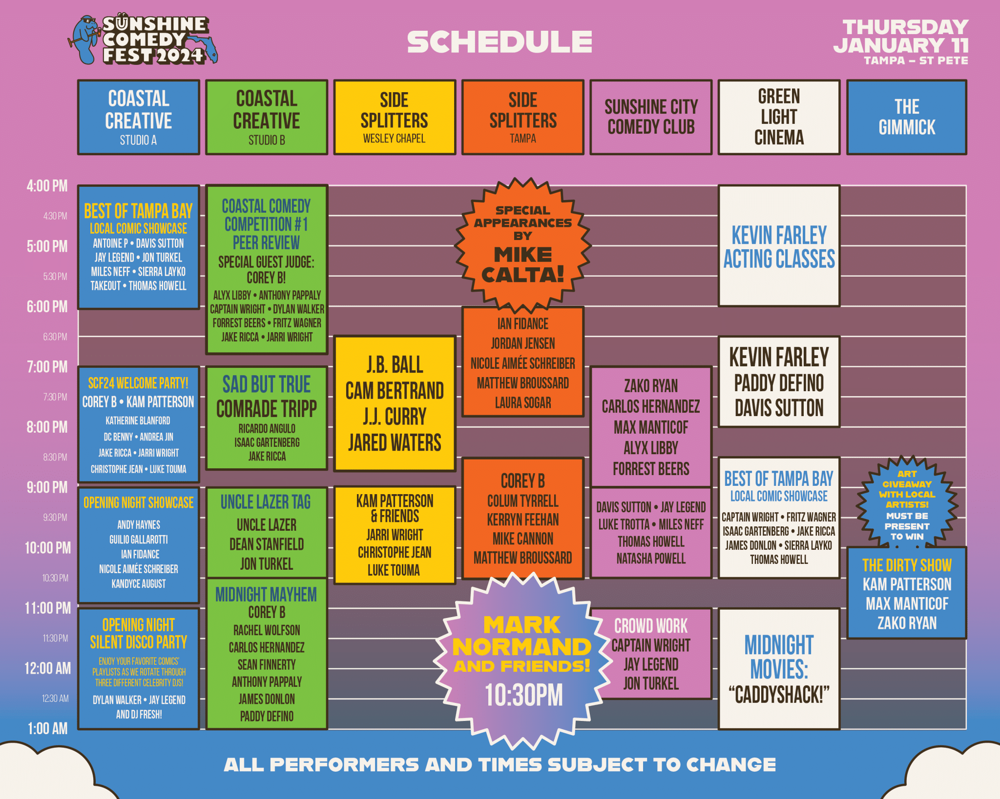 Schedule - Sunshine Comedy Fest